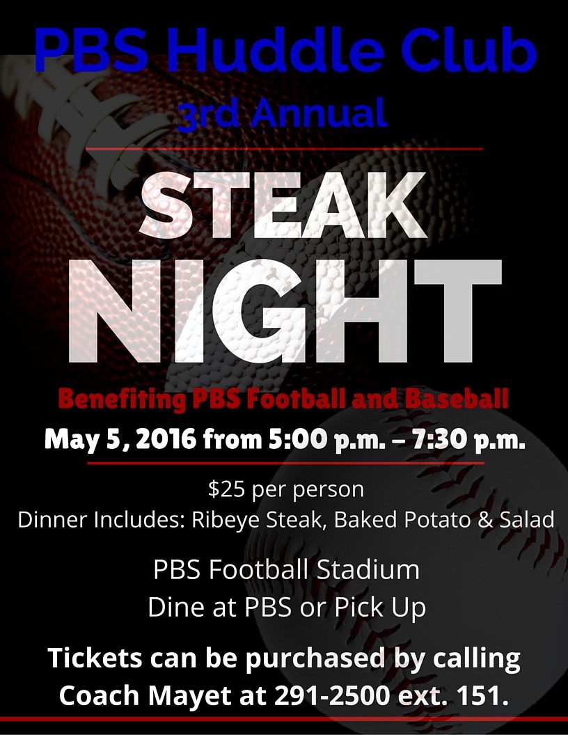 3rd Annual Steak Night benefiting PBS Football and Baseball - Parkview ...