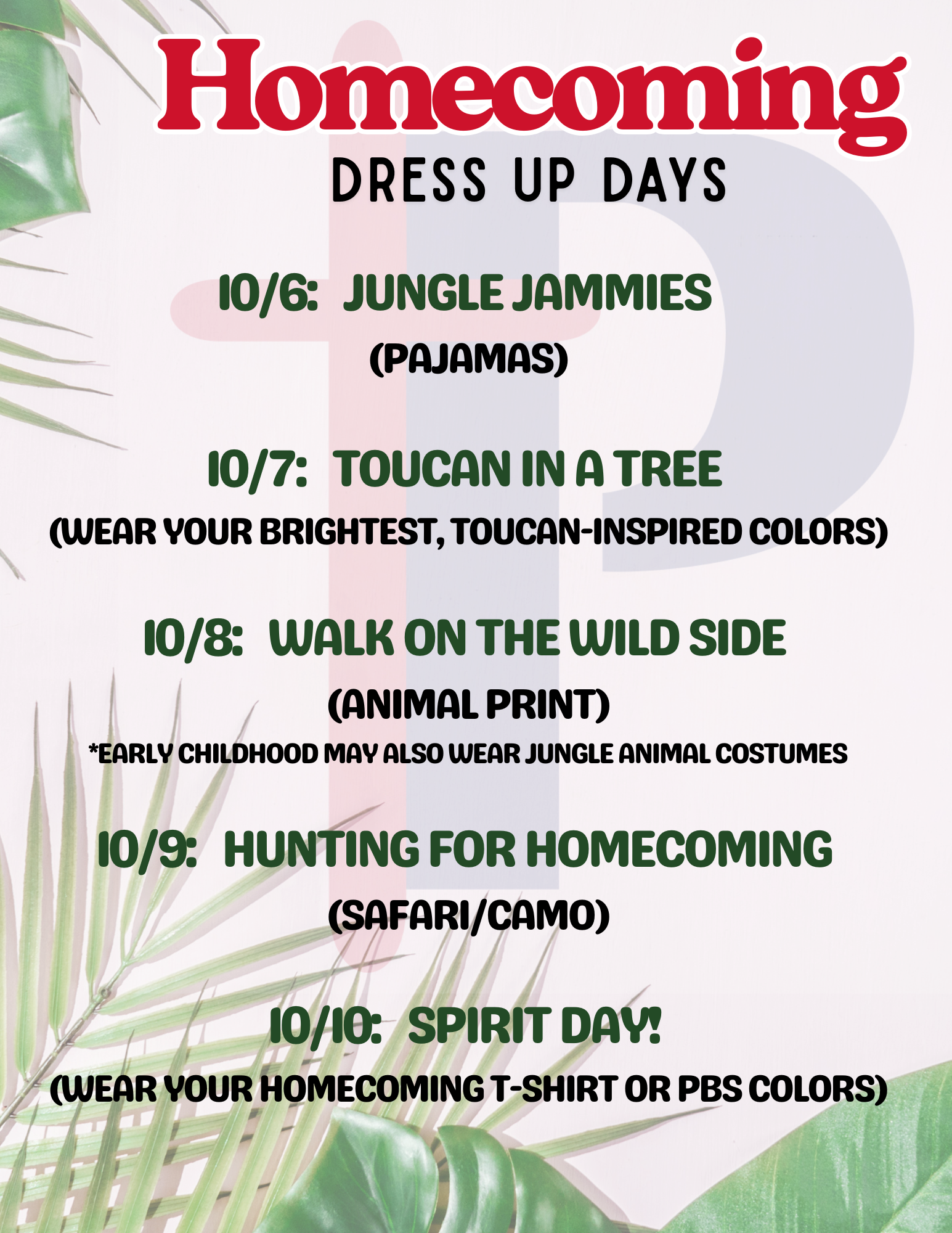 2025 Homecoming Dress Up Days - Parkview Baptist SchoolParkview Baptist ...
